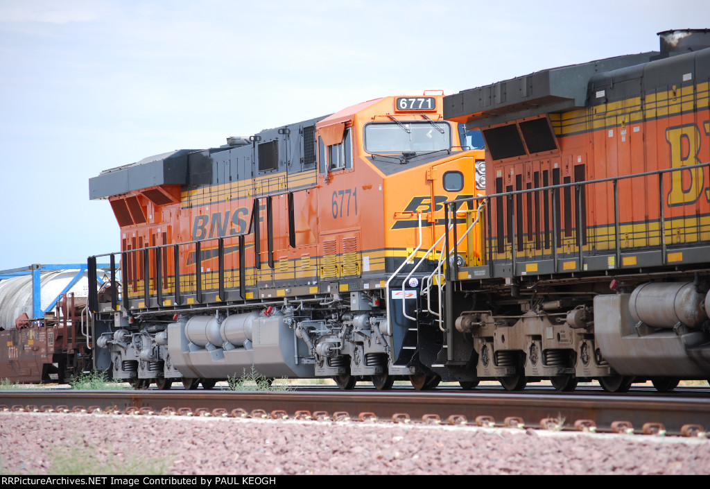 A Very, Very Brand New BNSF 6771 rolls west as a #3 unit on her First Revenue Run westward on a ...